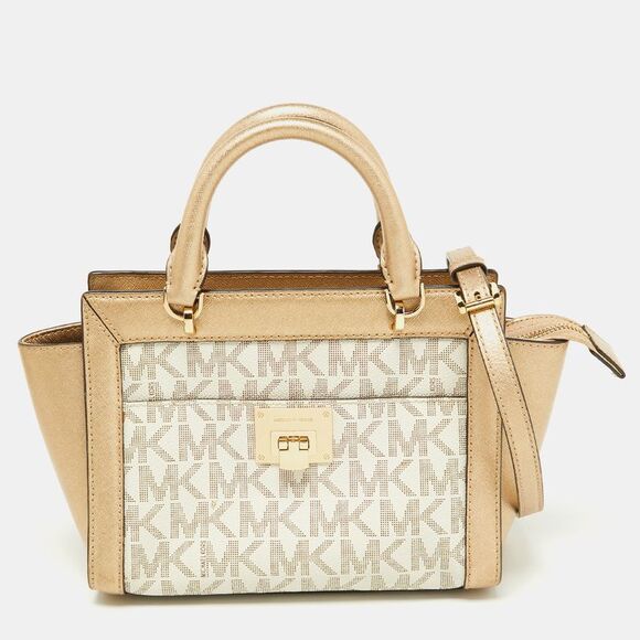 MICHAEL Michael Kors | Bags | Michael Michael Kors Ivorygold Signature ...